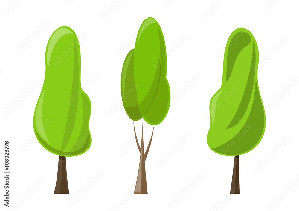 Tree icons set. Stylized vector tree collection. Vector illustration of ...