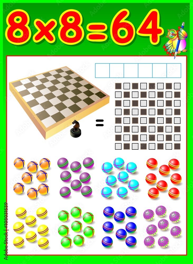 Educational page for children with multiplication table. Developing ...