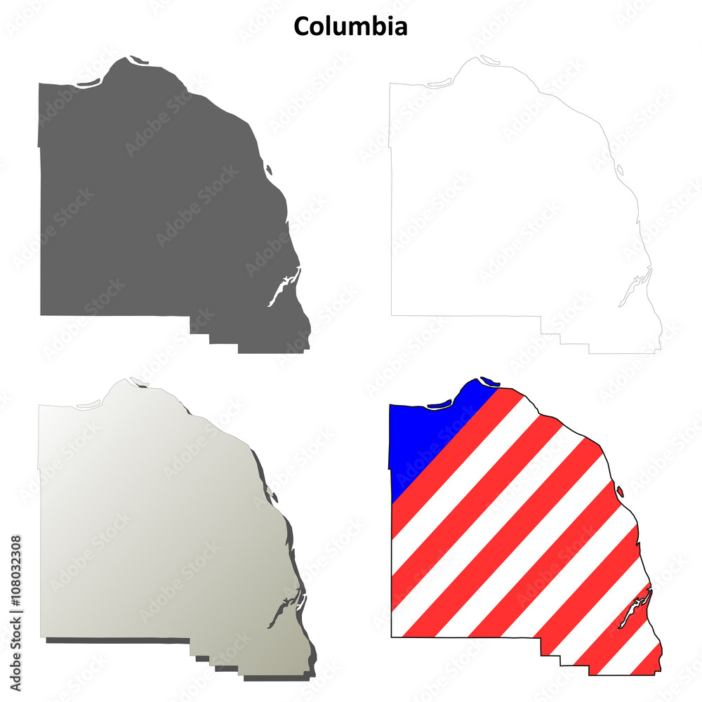 Columbia County, Oregon outline map set Stock Vector | Adobe Stock