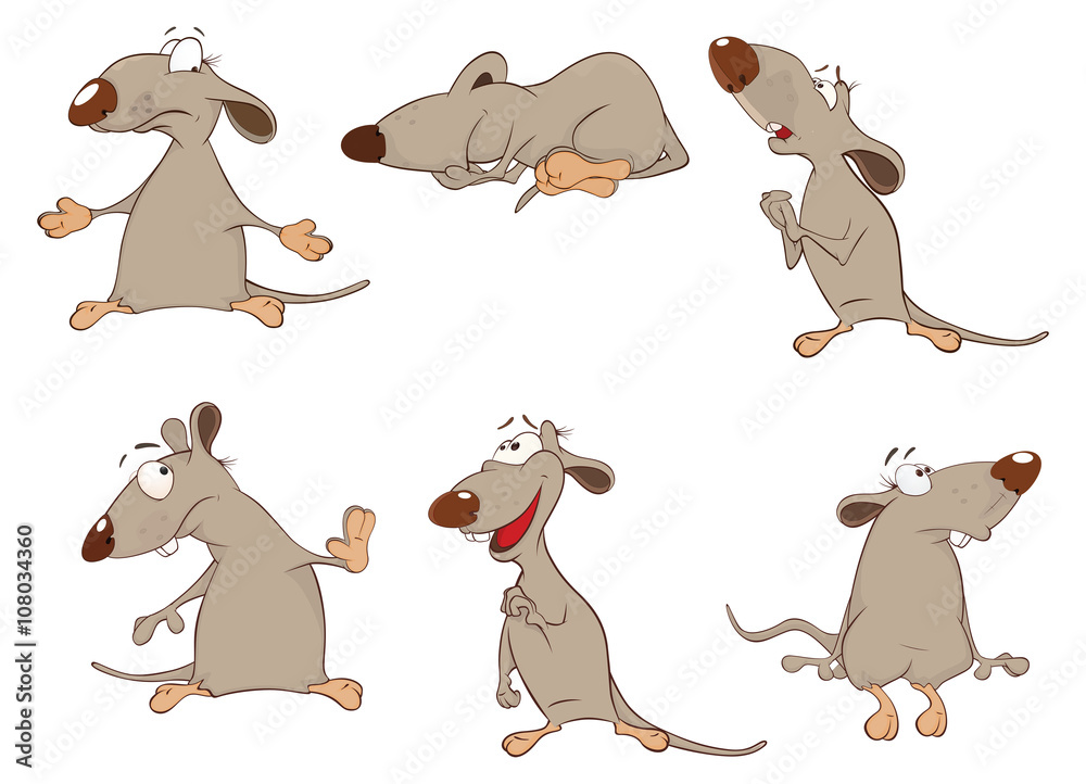 Set of Cartoon Illustration. Cute Rats for you Design Stock Vector ...