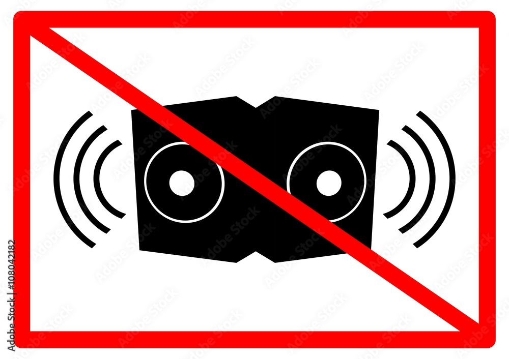 No loud music sign, rectangular. Stock Vector | Adobe Stock