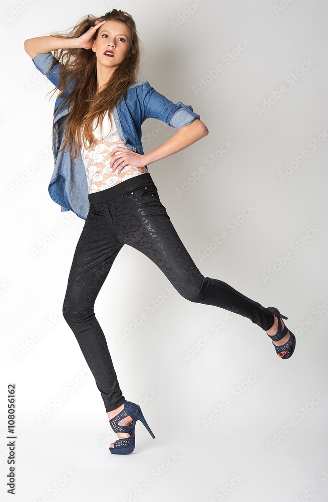Unique teenager female model with strong look and fashion pose at ...
