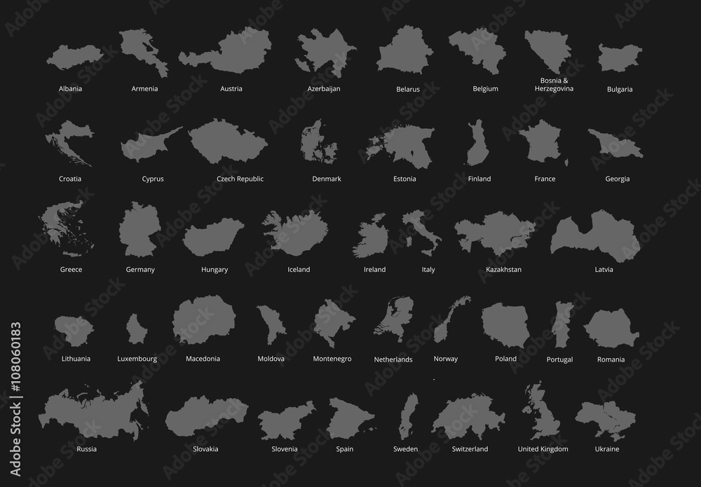 Colorful European countries political map with clearly labeled ...