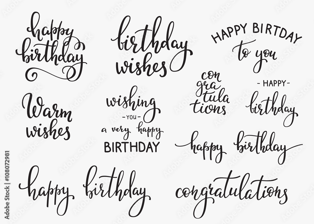 Happy Birthday lettering sign quote typography Stock Vector | Adobe Stock