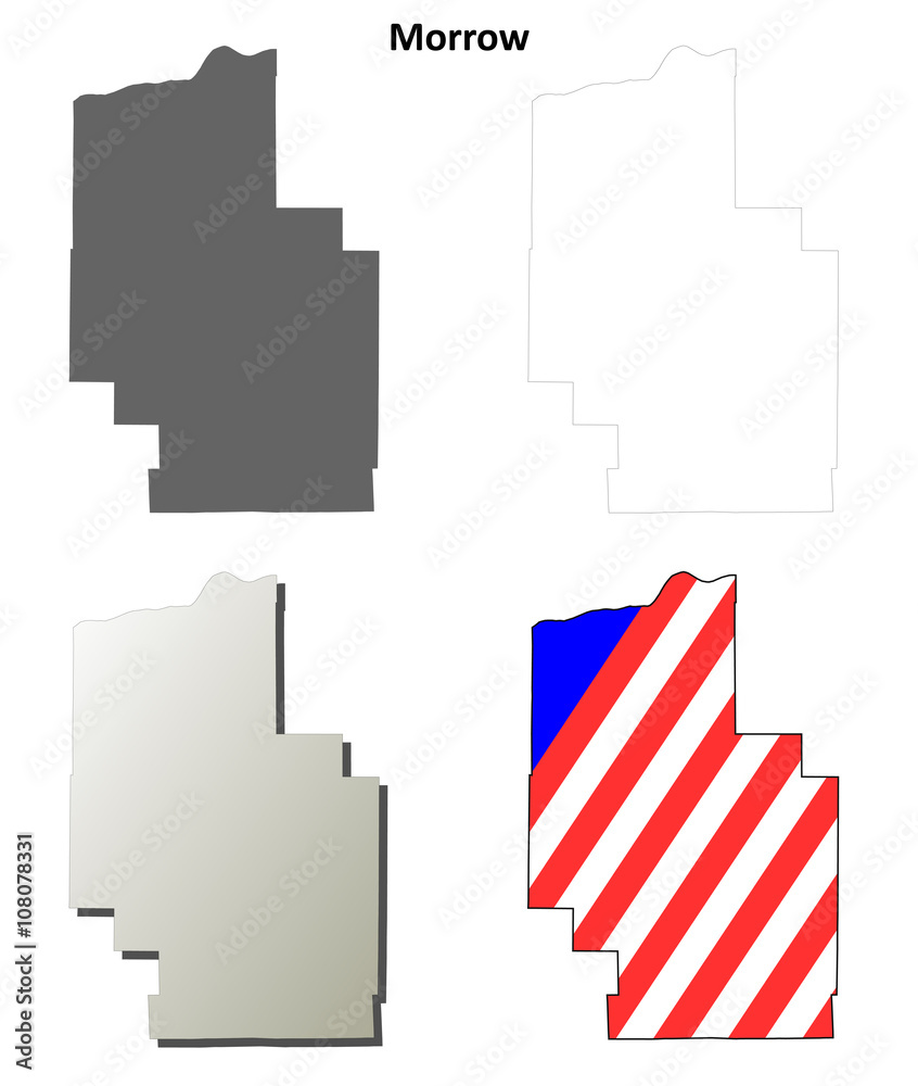 Morrow County, Oregon outline map set Stock Vector | Adobe Stock