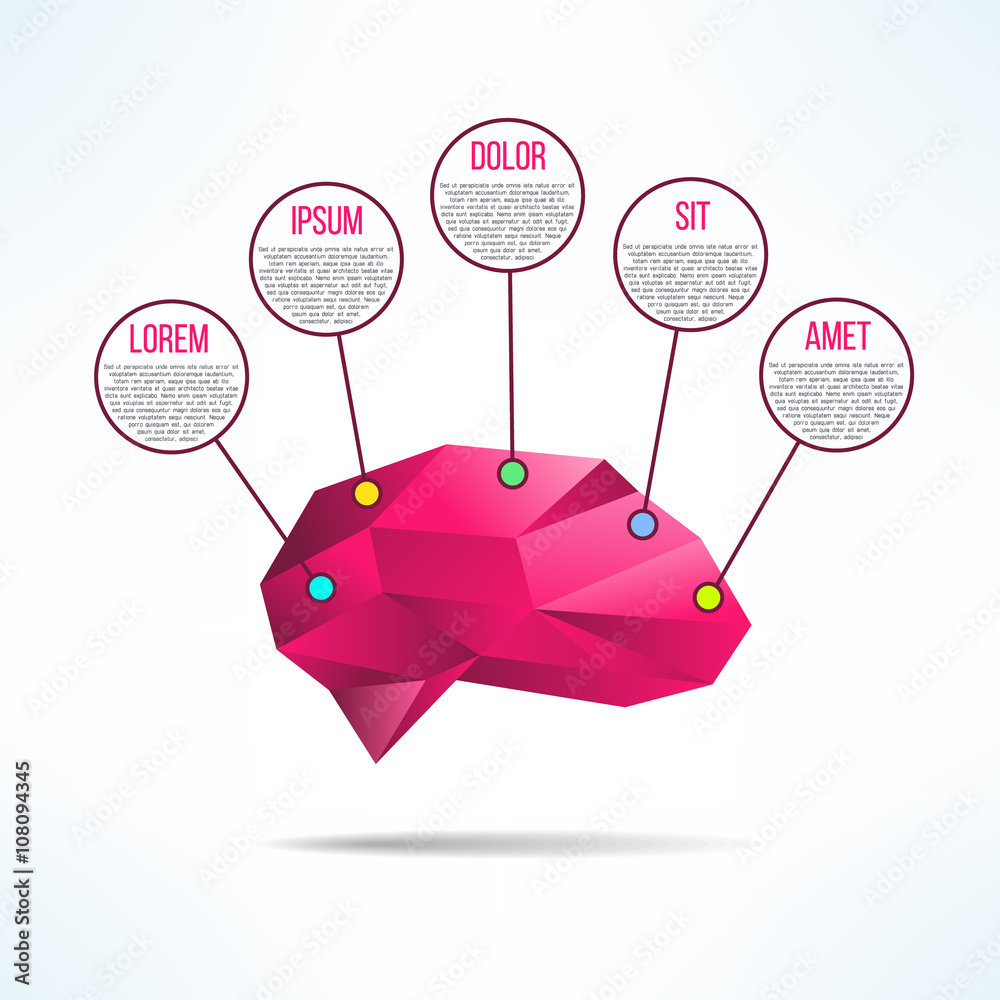 Brain infographic low-poly design. Human brain infographics template ...