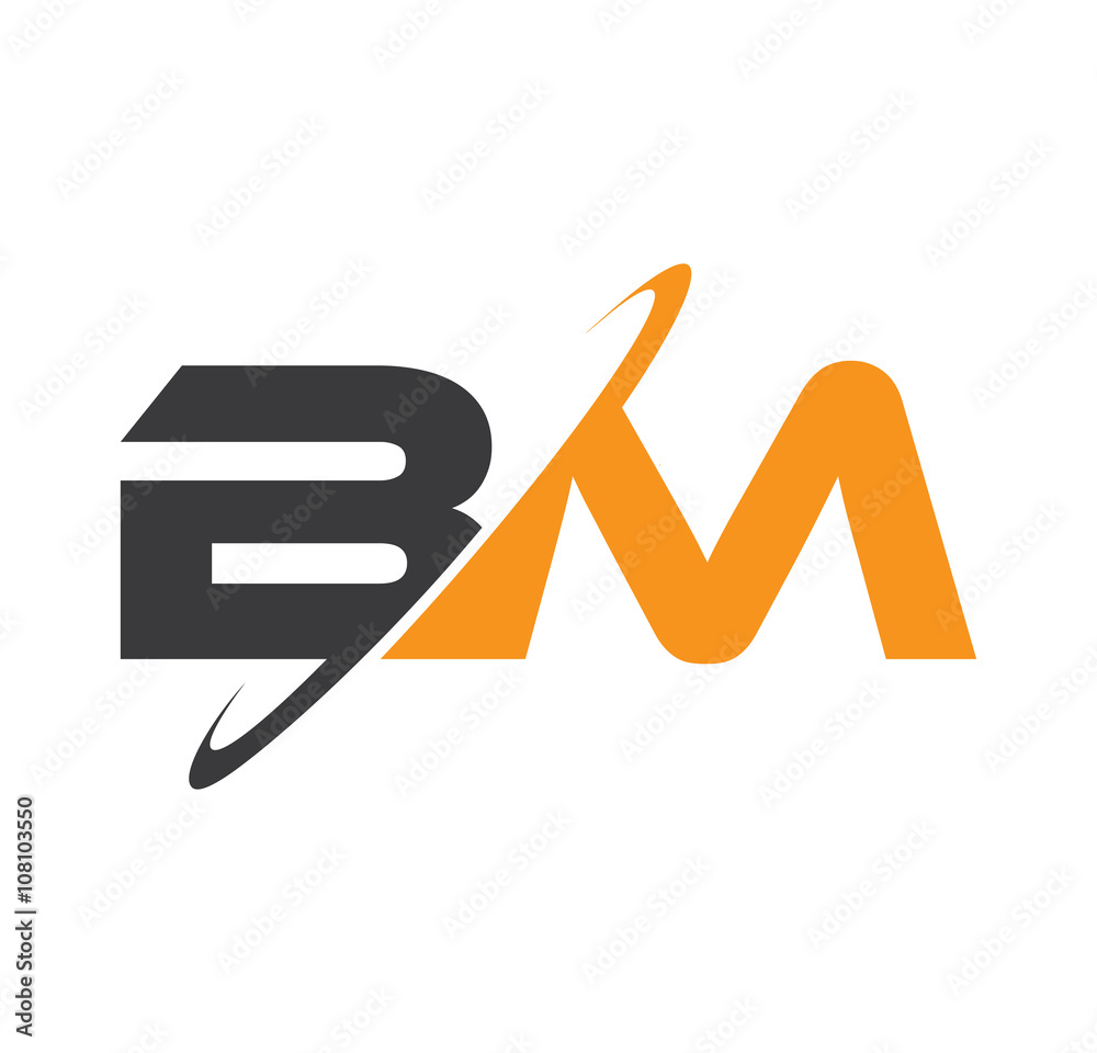 BM initial logo with double swoosh Stock Vector | Adobe Stock