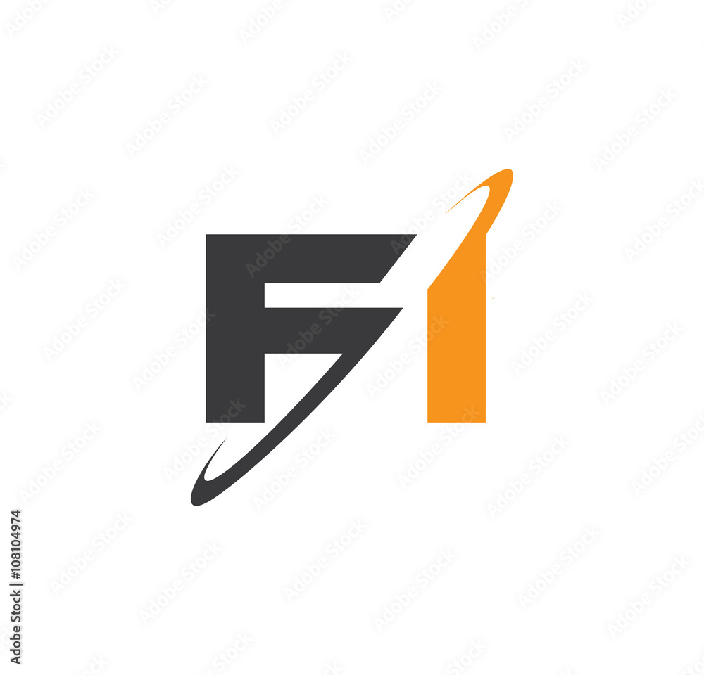 FI initial logo with double swoosh Stock Vector | Adobe Stock