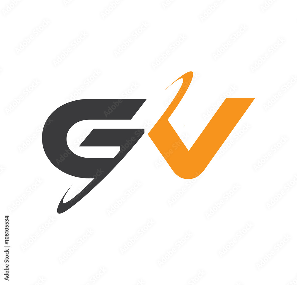 GV initial logo with double swoosh Stock Vector | Adobe Stock