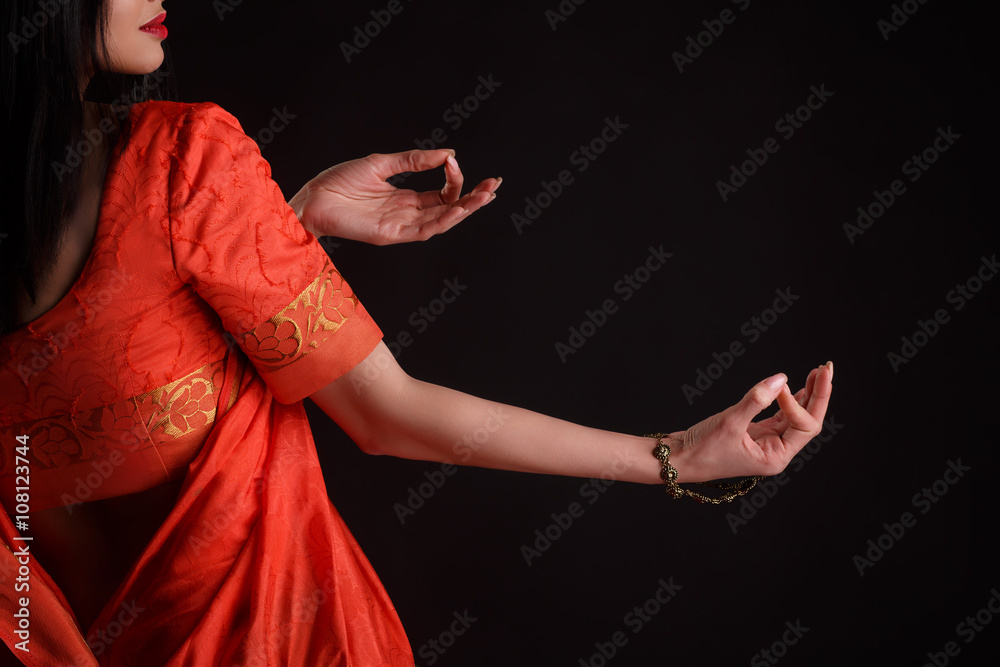 Beautiful Young Indian Woman in red Traditional Clothing with perfect ...