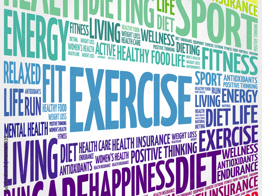 EXERCISE word cloud, fitness, sport, health concept Stock Vector ...