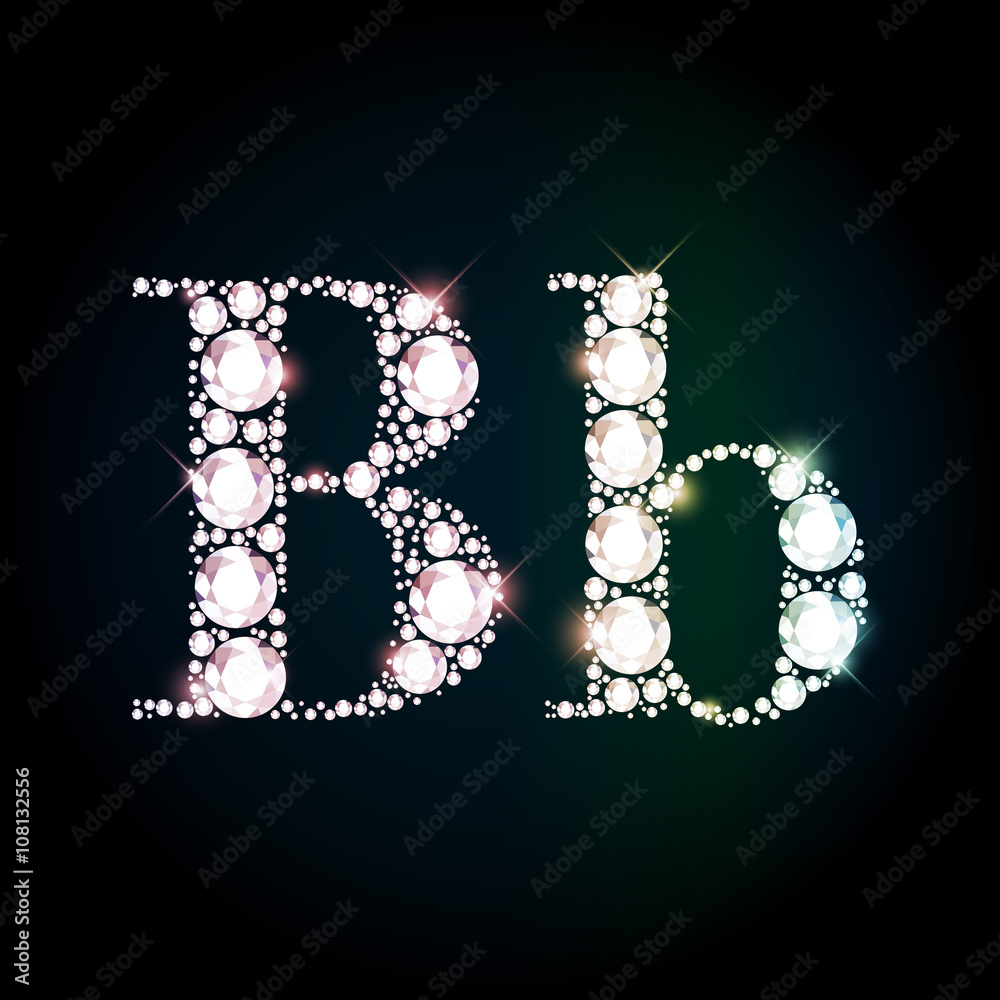 Sparkling diamond gemstone letter B Stock Vector | Adobe Stock