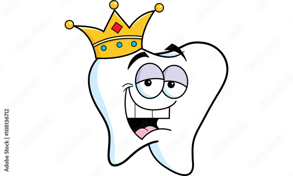 Cartoon illustration of a tooth wearing a crown. Stock Illustration ...