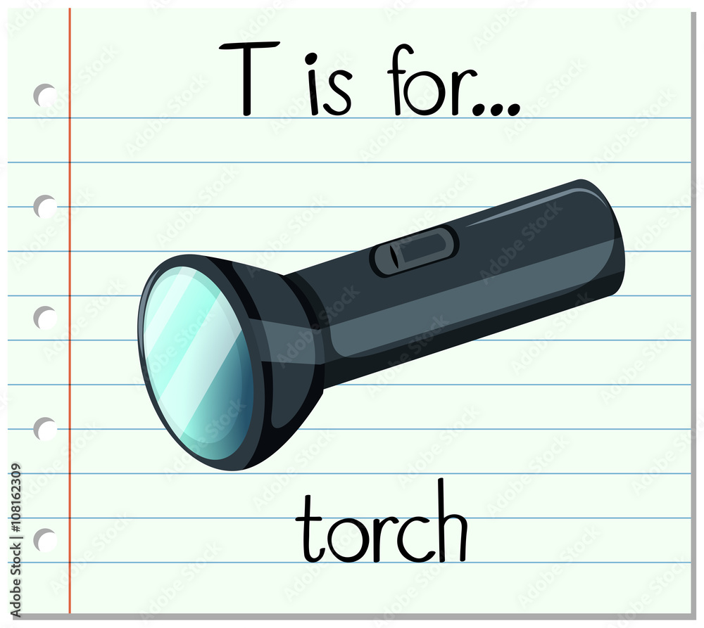 Flashcard letter T is for torch Stock Vector | Adobe Stock