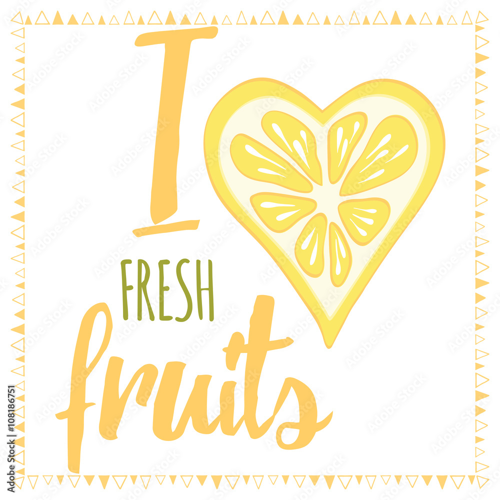 Vector print with fresh cute abstract lemon and lettering. Typographic ...