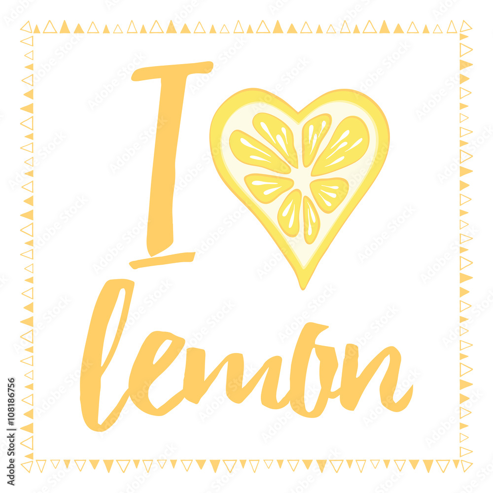 Vector print with fresh cute abstract lemon and lettering. Typographic ...