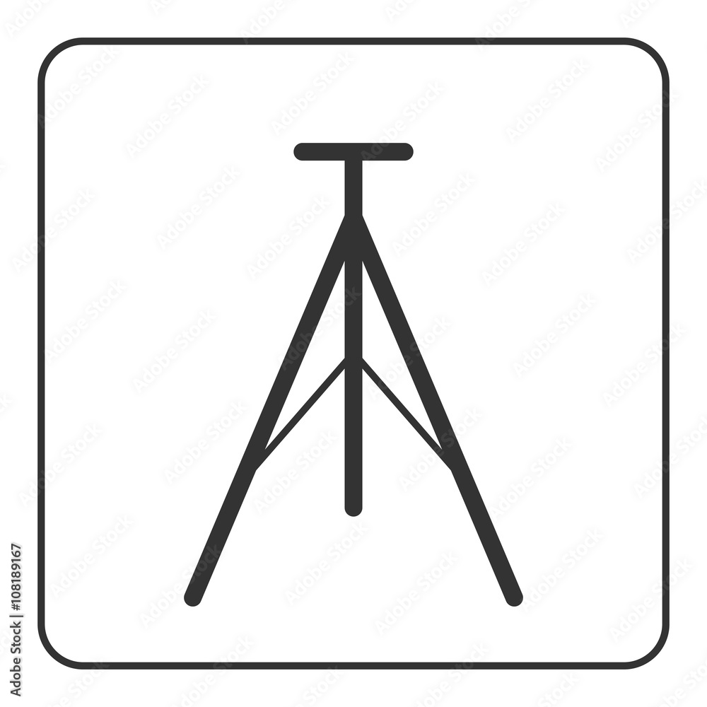 Tripod icon. Sign modern equipment for photography, camera. Black ...