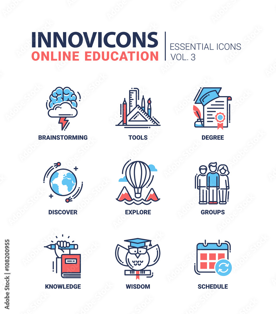 Online Education Icons Set Stock Vector | Adobe Stock