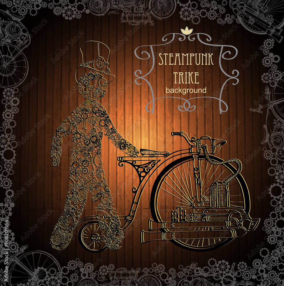 Steampunk style. Template steampunk design for card. Frame steampunk ...