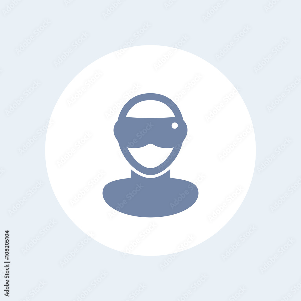 VR glasses icon, virtual reality headset vector pictogram, man in ...