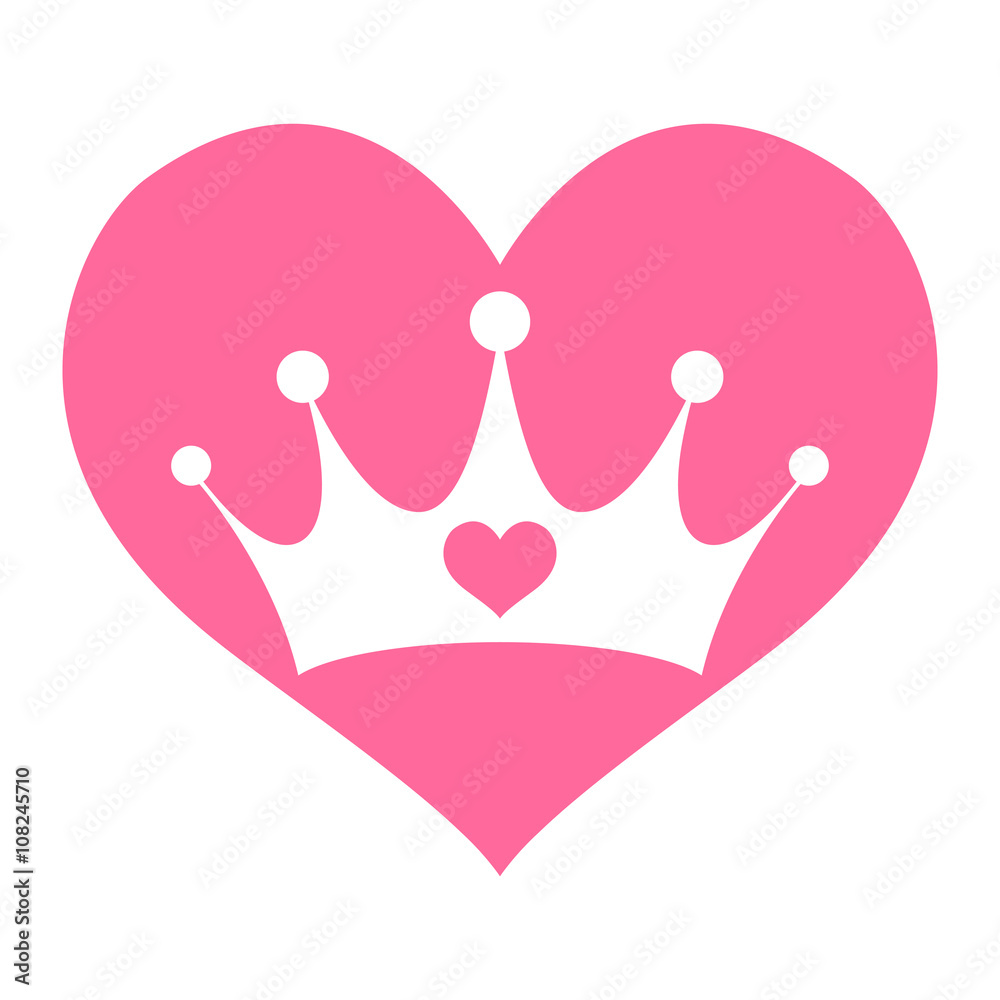 Pink princess crown heart Stock Vector | Adobe Stock