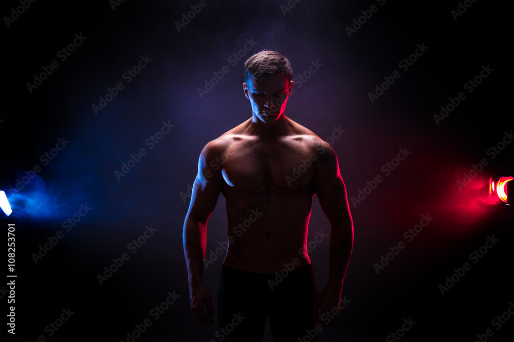 Photo & Art Print Awesome bodybuilder silhouette, zamuruev