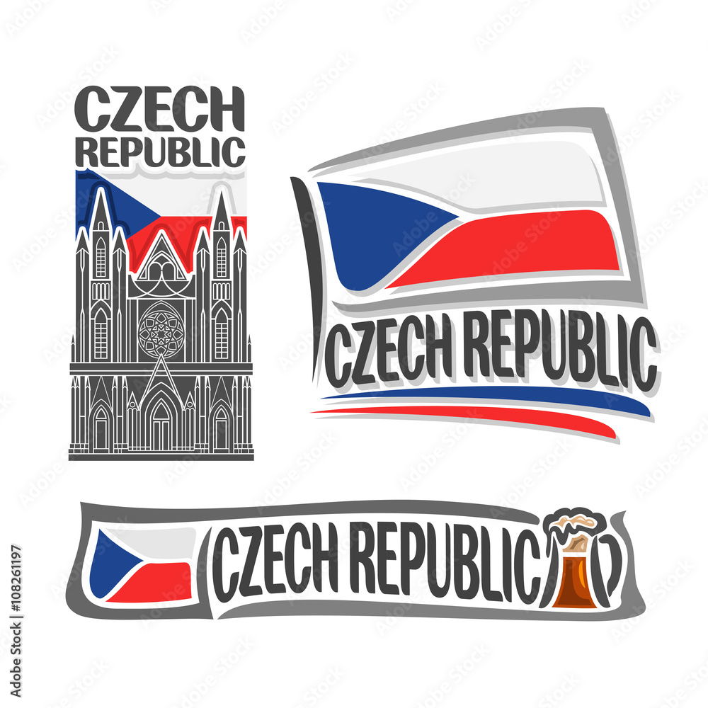 Vector logo for Czech Republic, consisting of 3 isolated illustrations ...