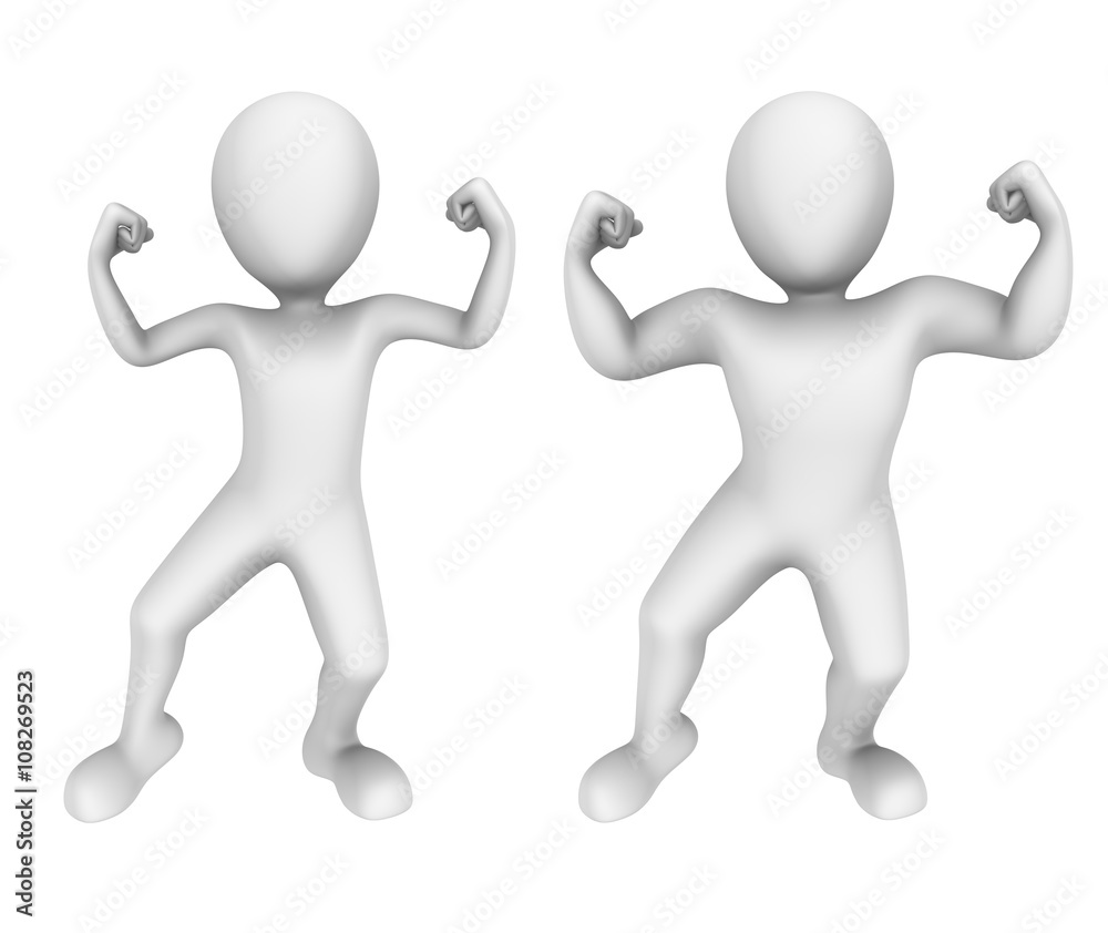 3d small people. Weak and strong. Stock Illustration | Adobe Stock