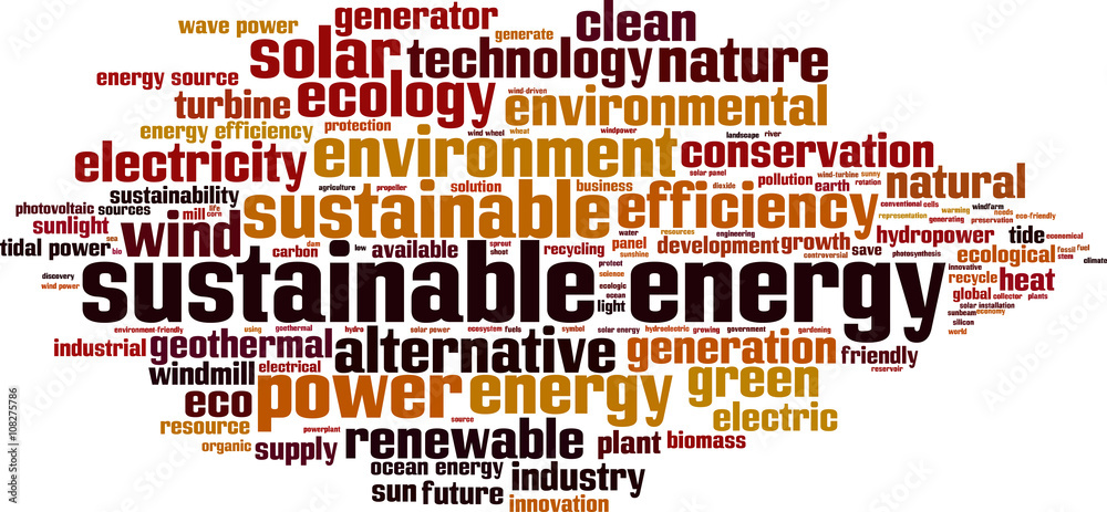 Sustainable energy word cloud concept. Vector illustration Stock Vector ...