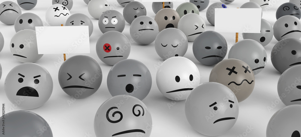 Smileys bei einer Demo Stock Illustration | Adobe Stock