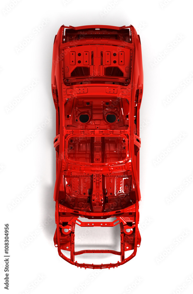 Red back body car with no wheel isolated on white 3d illustratio Stock ...