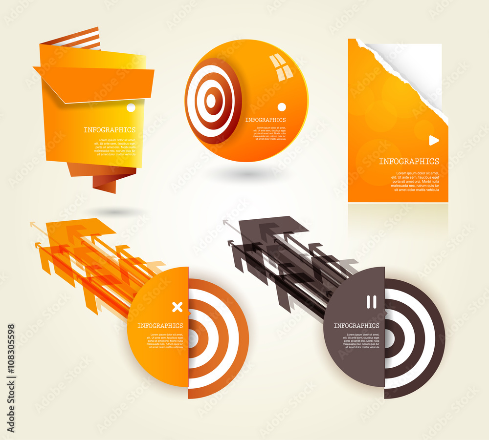 Set of orange labels for wide variety of use. Stock Vector | Adobe Stock