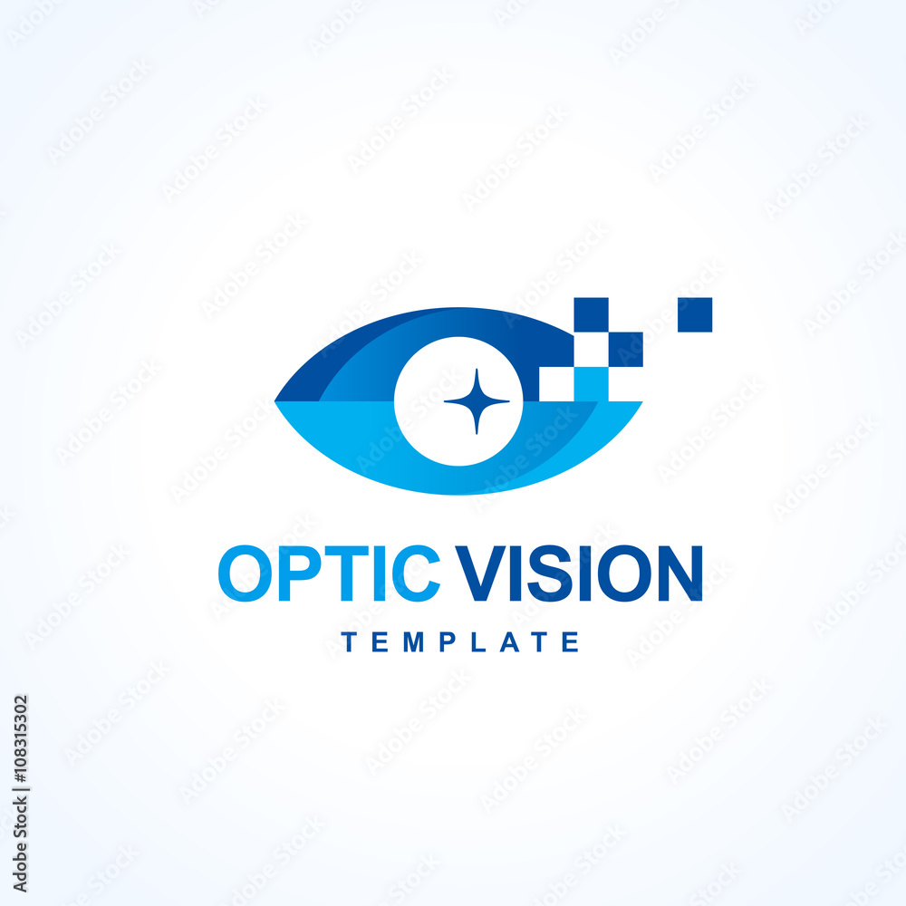 optic vision logo design symbol emblem, silhouette eye symbol ic Stock ...