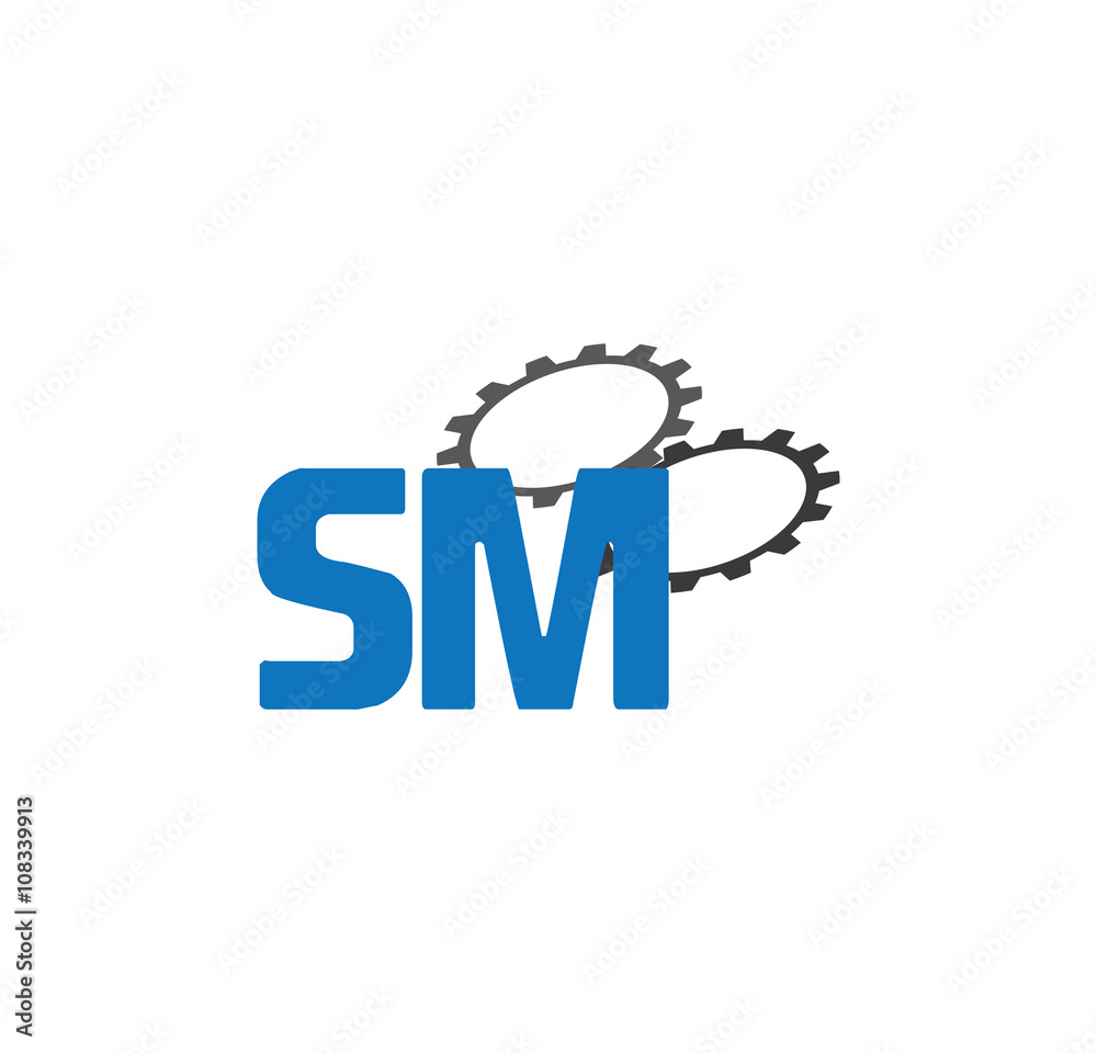 sm alphabet with 2 gears Stock Vector | Adobe Stock
