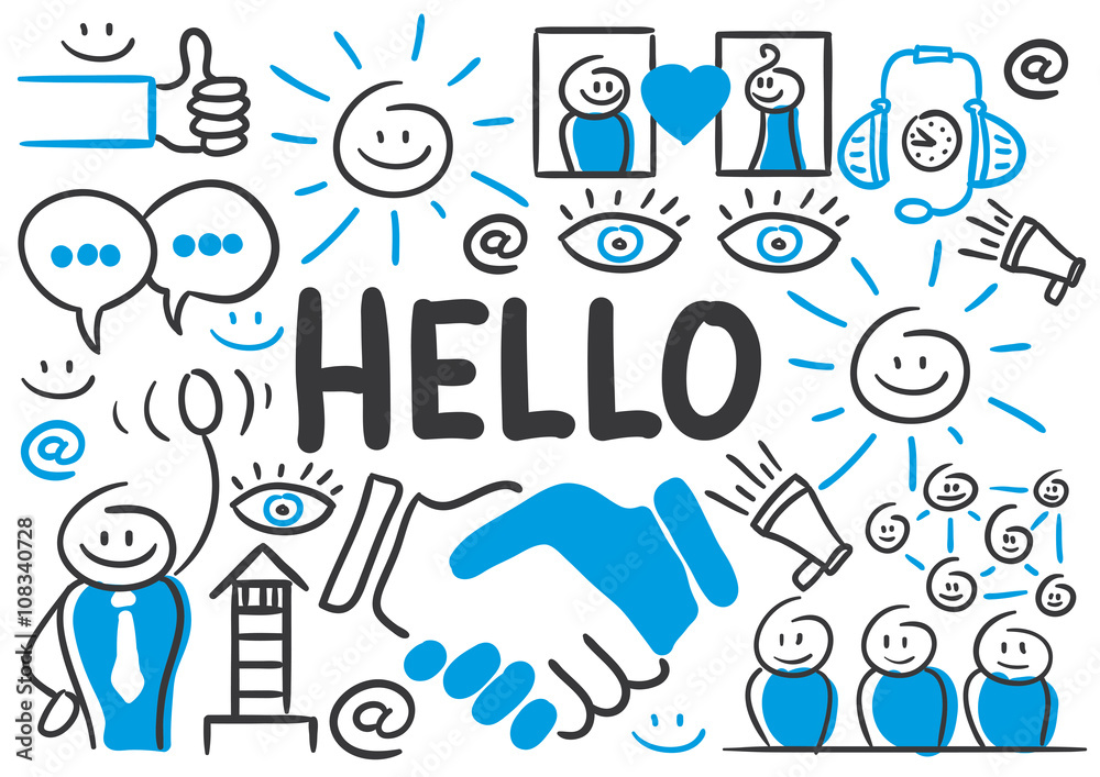 Stick Figure Series Blue Chart / Hello Stock Vector | Adobe Stock