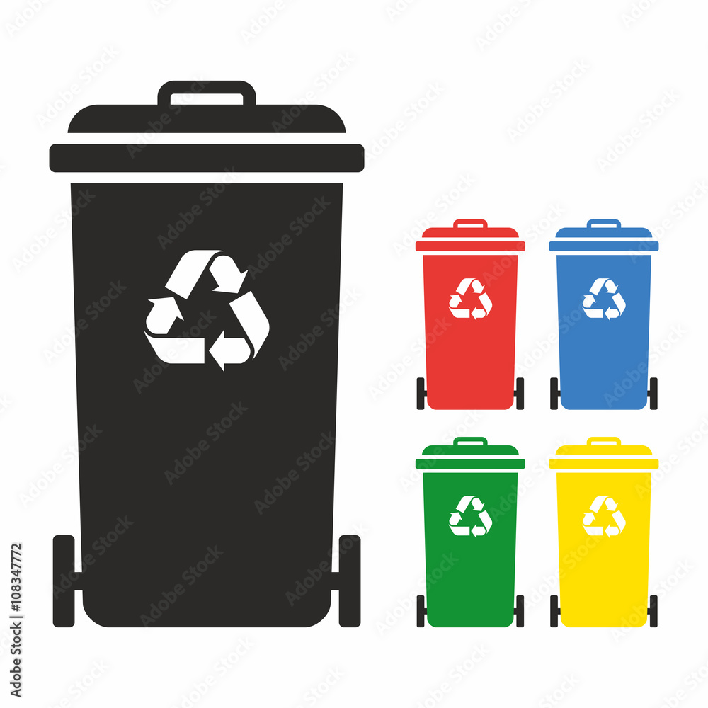 Wheelie bin icon set Stock Vector | Adobe Stock