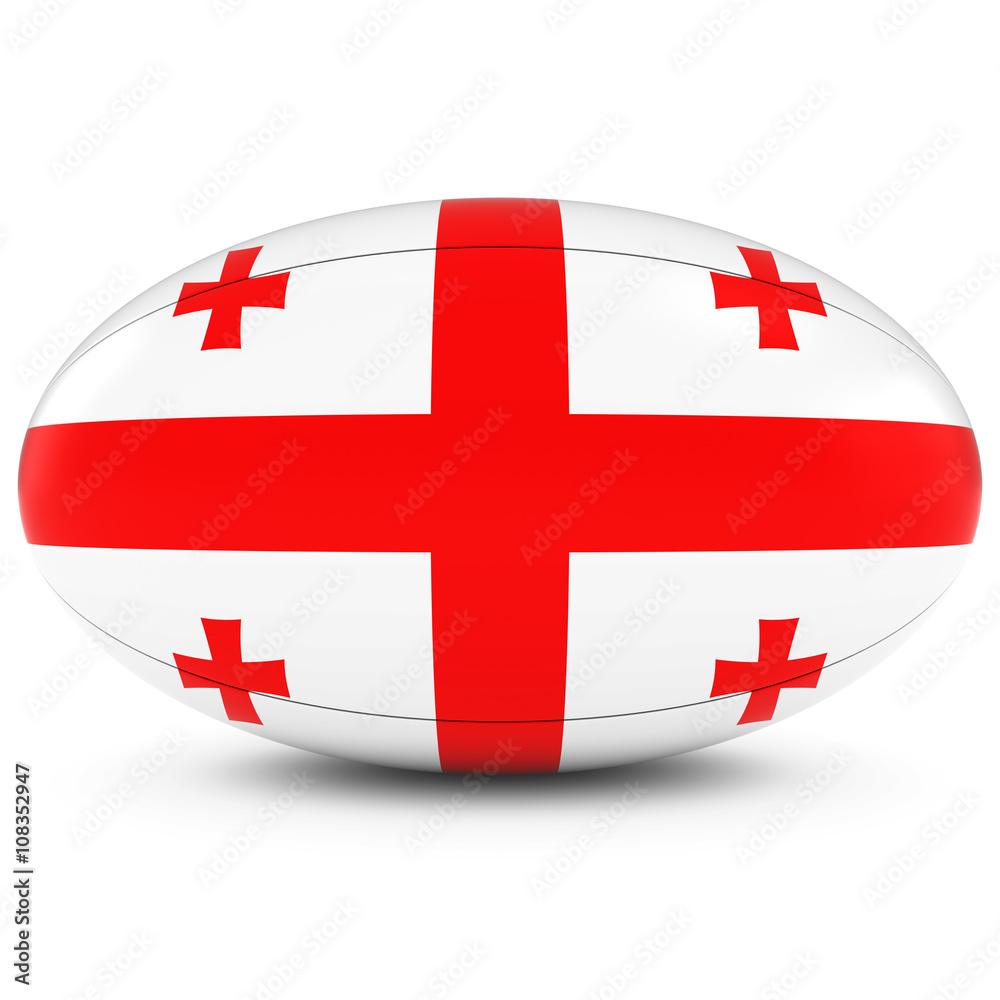 Georgia Rugby - Georgian Flag on Rugby Ball on White Stock Illustration ...
