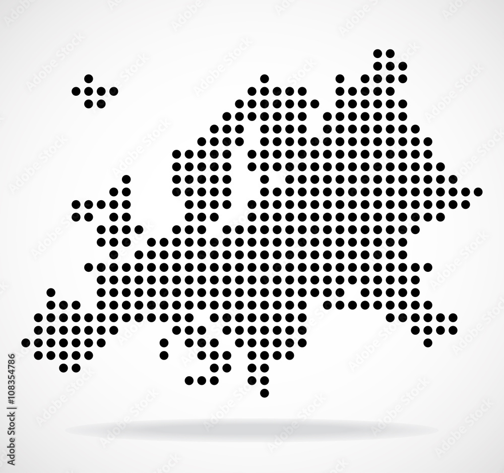 Abstract map of Europe from round dots, vector illustration Stock ...