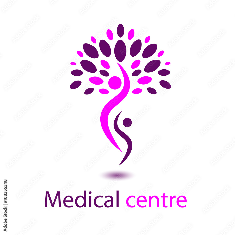 Logo of pink medical Centre logo rose tree located on two people with ...