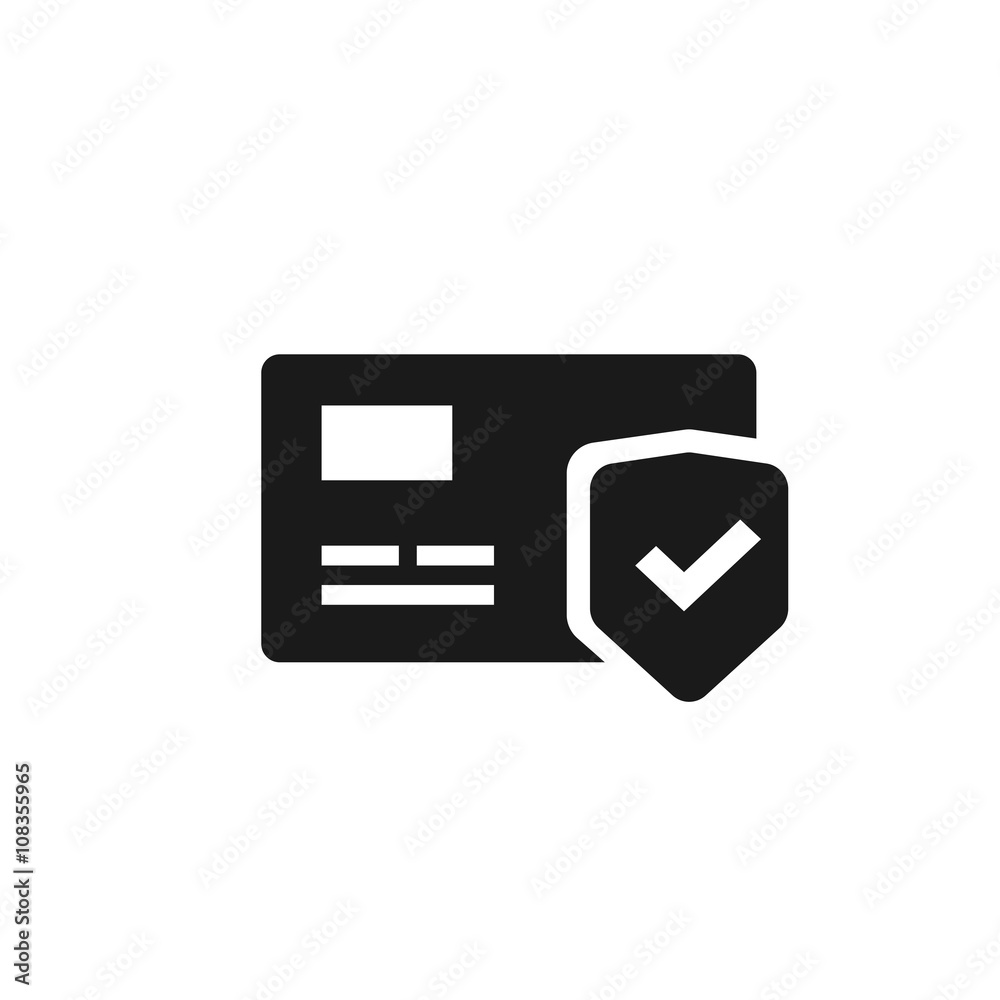 Credit card protection icon, secure payment sign, credit card with ...