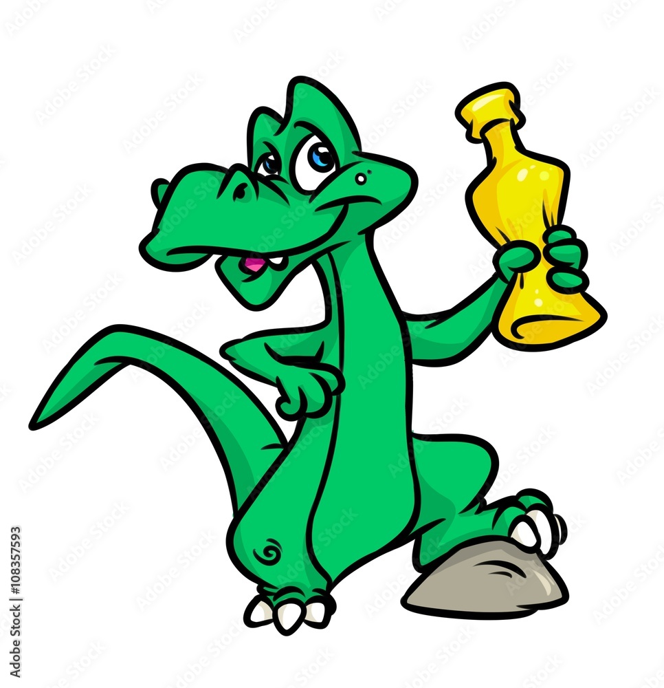 Dinosaur drink bottle cartoon illustration isolated image animal ...