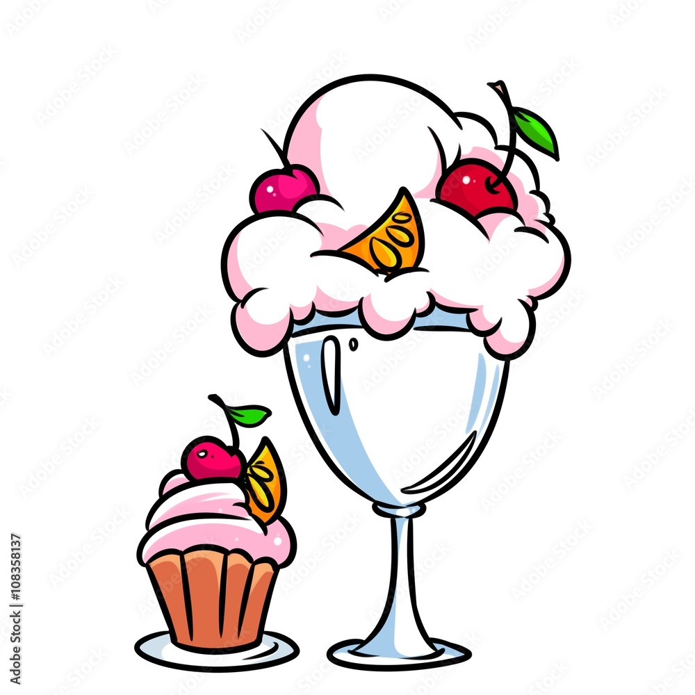 Ice cream cake cartoon illustration isolated image Stock Illustration ...