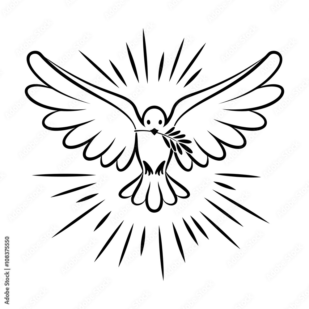 Flying dove vector sketch. Dove of Peace. Stock Vector | Adobe Stock