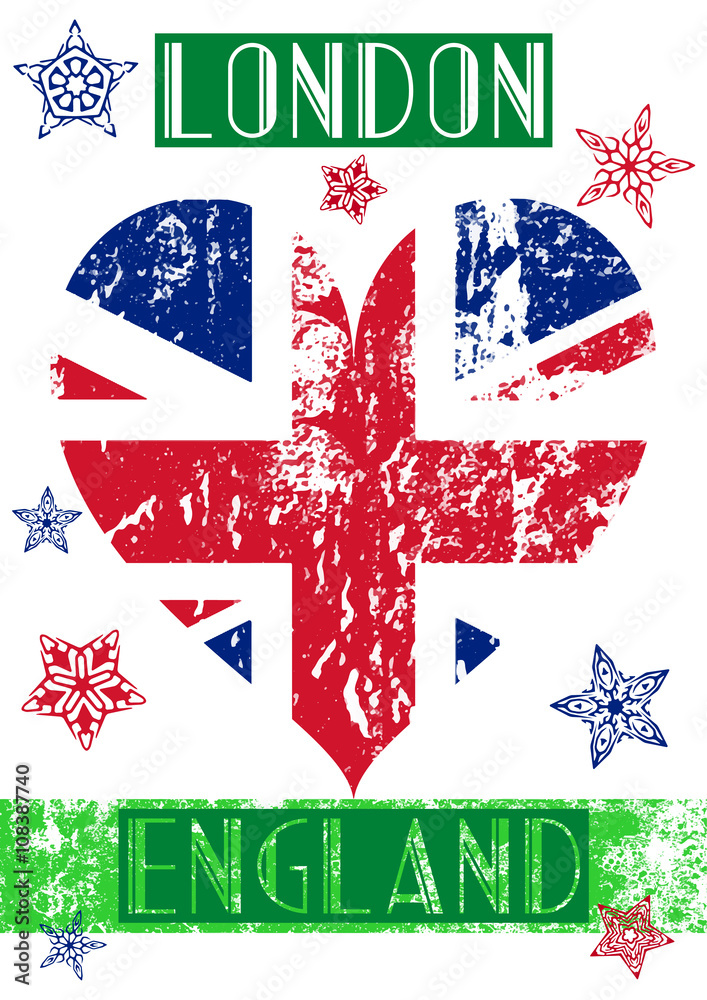 Colorful and grunge London T-shirt and apparel graphic design with ...