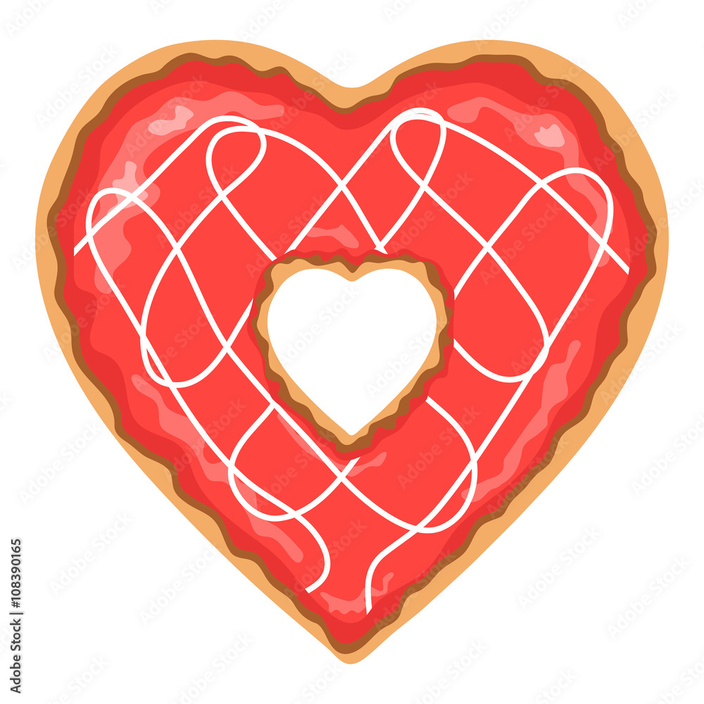 Heart shaped and isolated red donut clip art with whipped white ...
