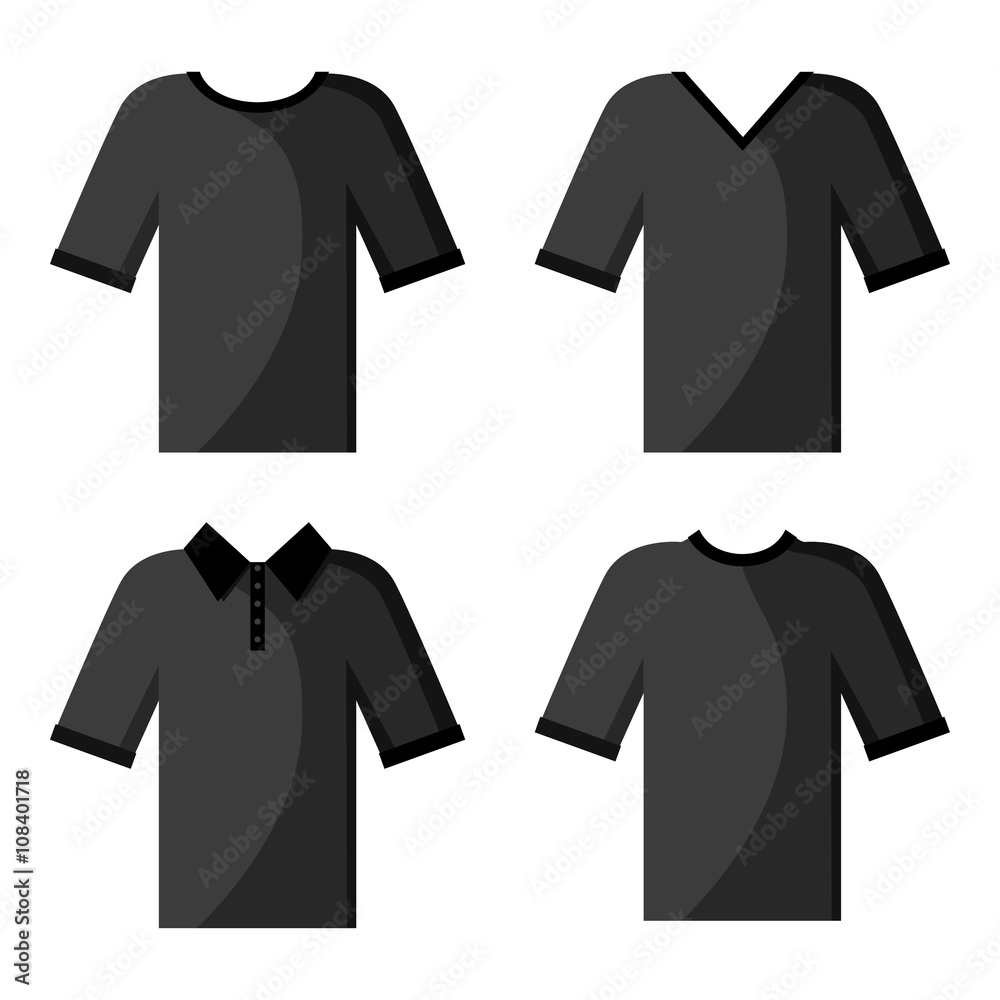 Cartoon black t-shirt icon set Stock Vector | Adobe Stock