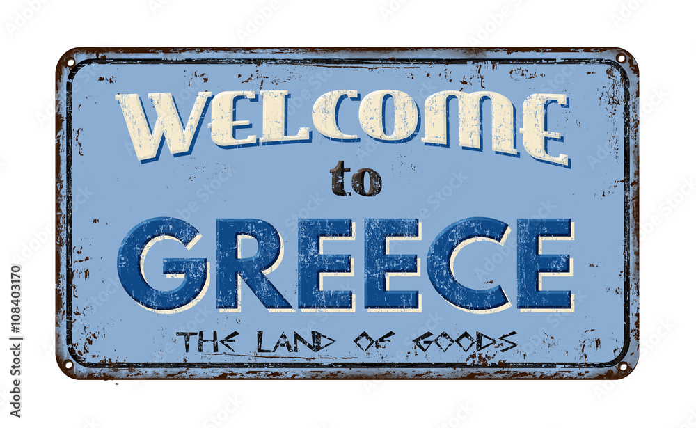 Welcome to Greece rusty metal sign Stock ベクター | Adobe Stock