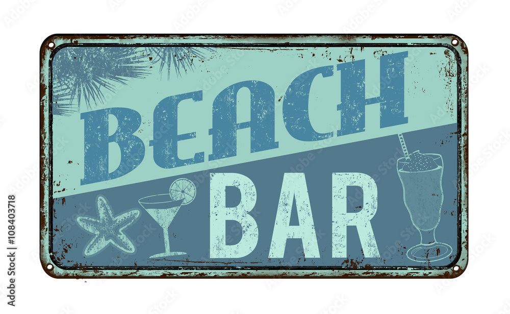 Beach bar rusty metal sign Stock Vector | Adobe Stock