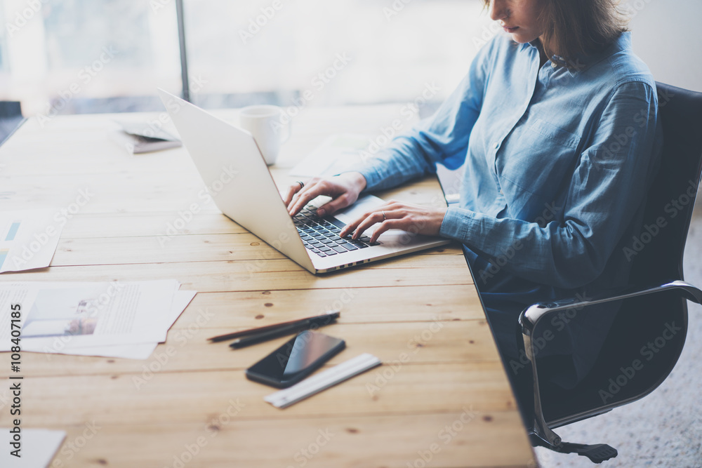 Working process modern office. Account manager working with new ...