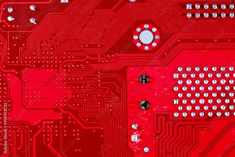 Red circuit board texture background of computer motherboard Stock ...